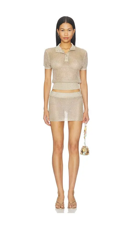 Lioness Metallic Knit Polo Shirt