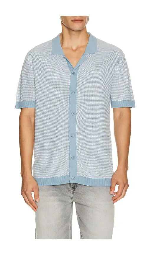 VINTAGE SUMMER Sweater Knit Shirt In Blue - Denim