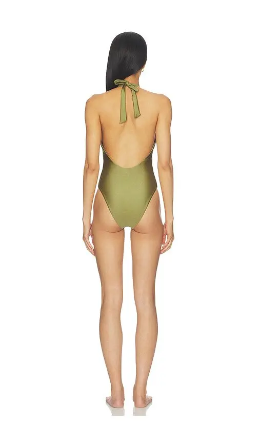 RUNAWAY THE LABEL Deep-v Halterneck One-piece Swimsuit