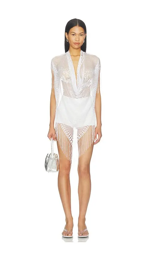 1XBLUE Upcycled Lace Top - White
