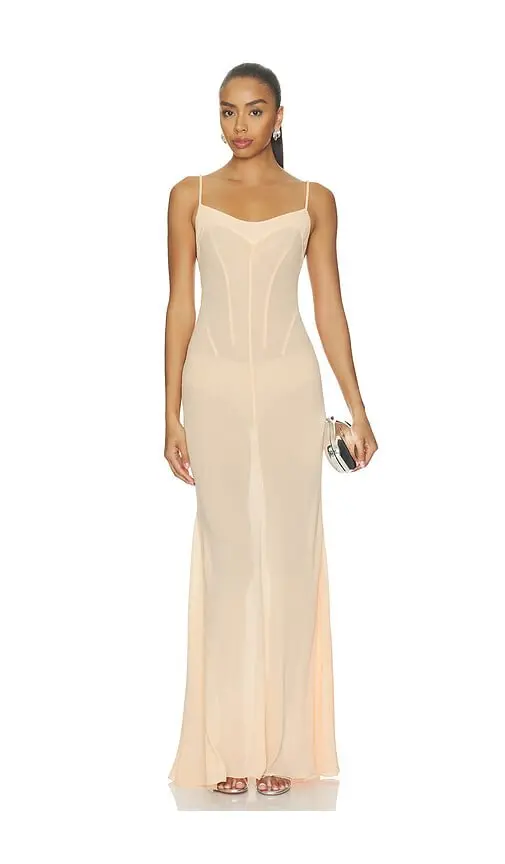 Anna October Janet Slip Dress With Draped Bust - Peach