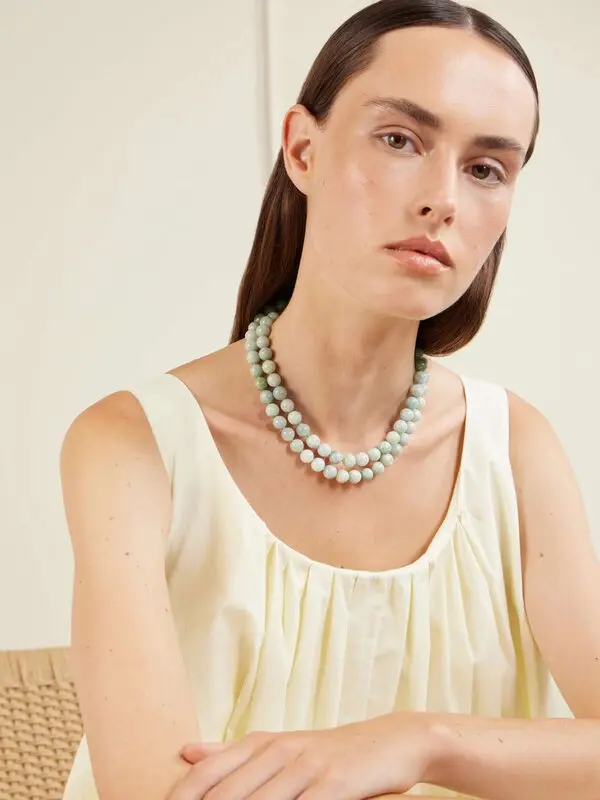 Jia Jia 14 Karat Yellow Gold And Jade Beaded Necklace