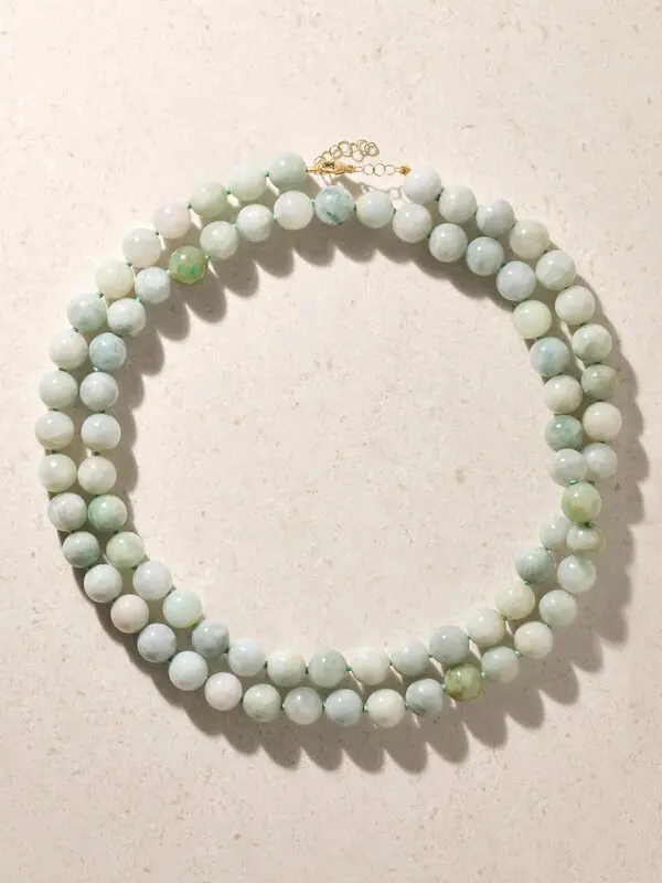 Jia Jia 14 Karat Gold And Jade Bead Necklace - Green