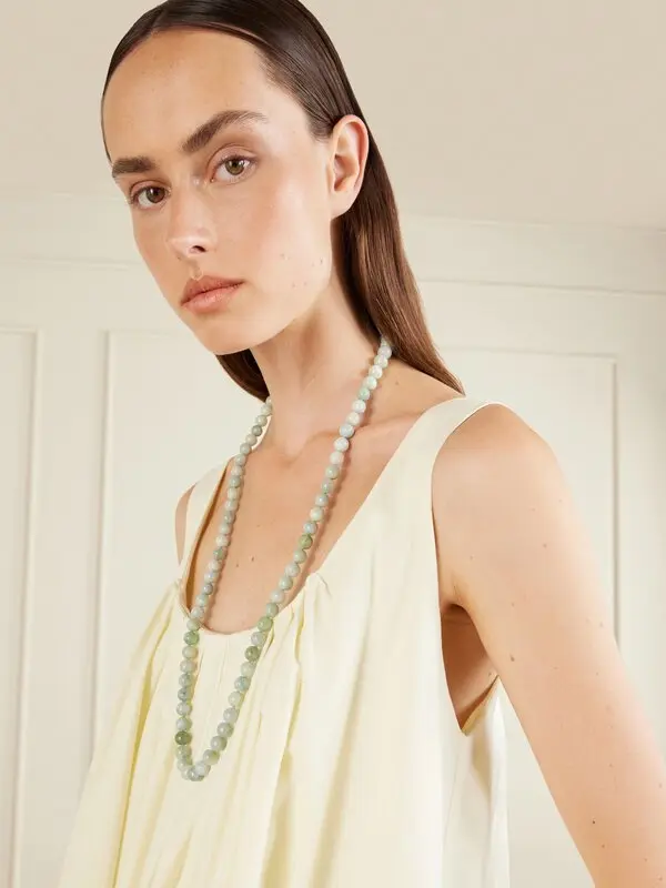 Jia Jia 14 Karat Gold And Jade Bead Necklace