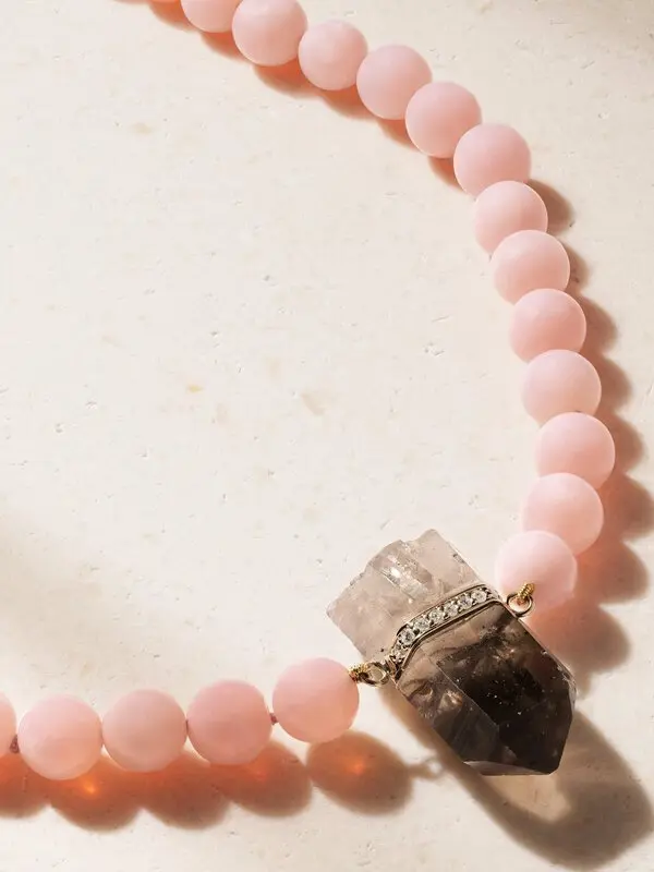 Jia Jia 14k Gold Diamond, Opal, And Smoky Quartz Beaded Necklace