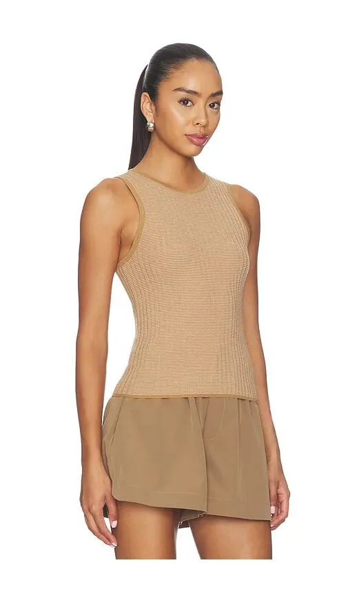 Varley Hanson Rib Knit Tank Top - Mid Tan