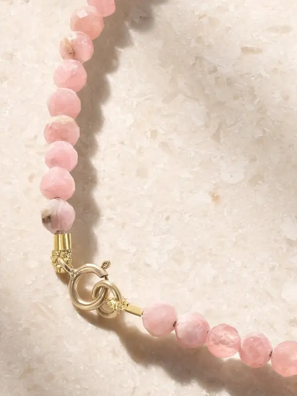 Jia Jia 14-karat Gold Rhodochrosite And Moonstone Necklace
