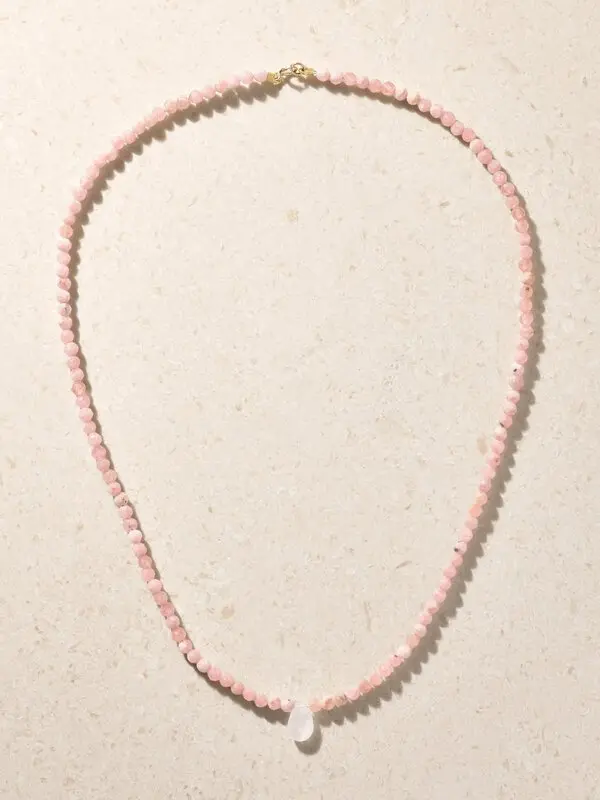 Jia Jia 14-karat Gold Rhodochrosite And Moonstone Necklace