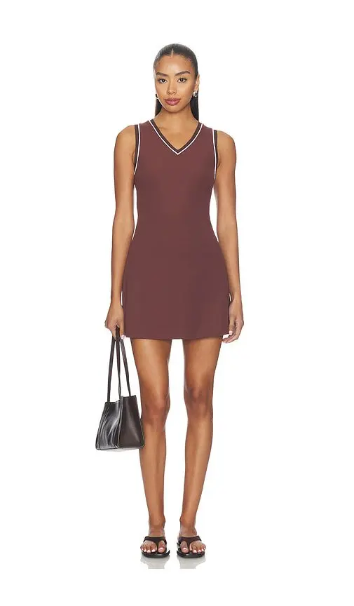 Varley Kalani V-neck Dress In Brown - Brown Stone