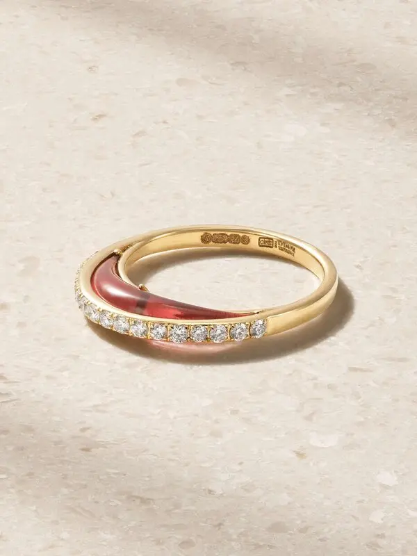 L'ATELIER NAWBAR Bloop Moon 18-karat Gold, Diamond And Enamel Ring