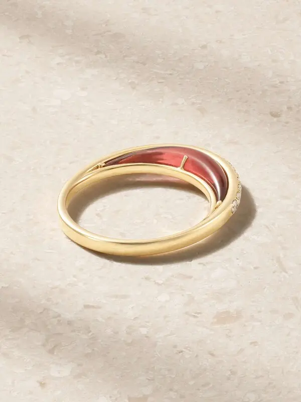 L'ATELIER NAWBAR Bloop Moon 18-karat Gold, Diamond And Enamel Ring