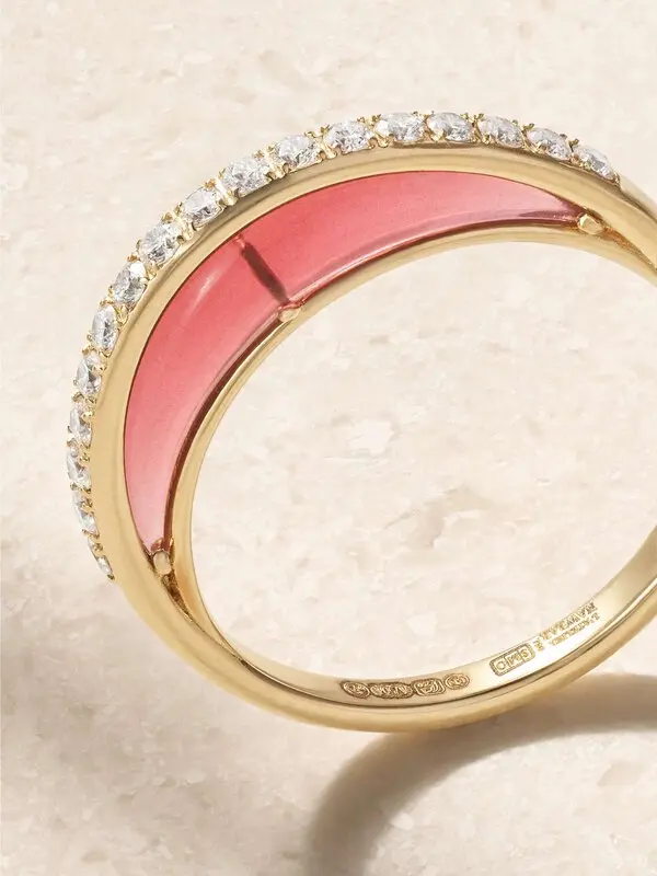 L'ATELIER NAWBAR Bloop Moon 18-karat Gold, Diamond And Enamel Ring
