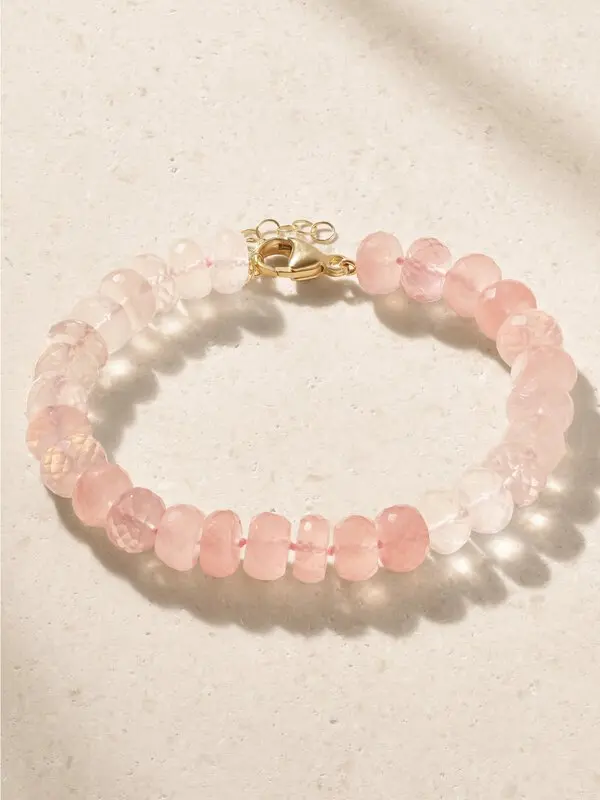 Jia Jia Rose Quartz Beaded Bracelet With 14k Gold Clasp - Pink