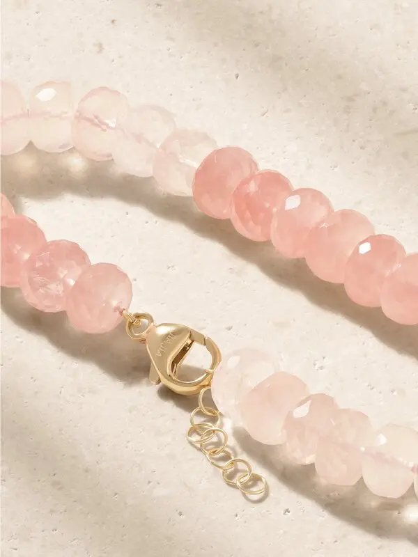 Jia Jia Rose Quartz Beaded Bracelet With 14k Gold Clasp