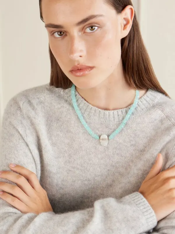 Jia Jia 14k Gold Chalcedony, Moonstone, And Diamond Beaded Necklace