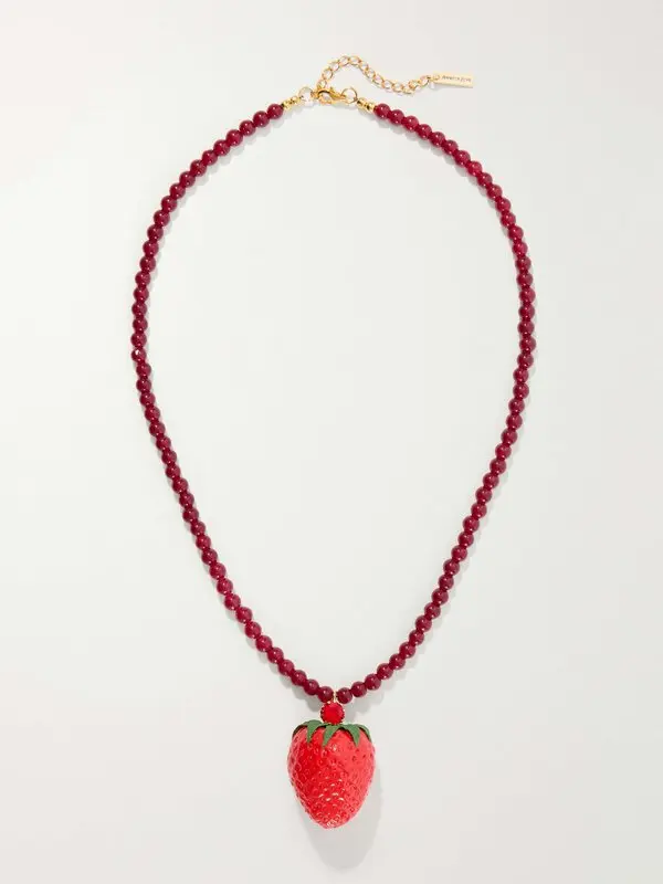 JENNIFER BEHR Fragola Beads, Resin And Gold-tone Necklace - Red