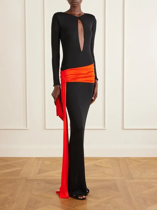 ILKYAZ OZEL Stretch-jersey Gown With Contrast Wrap