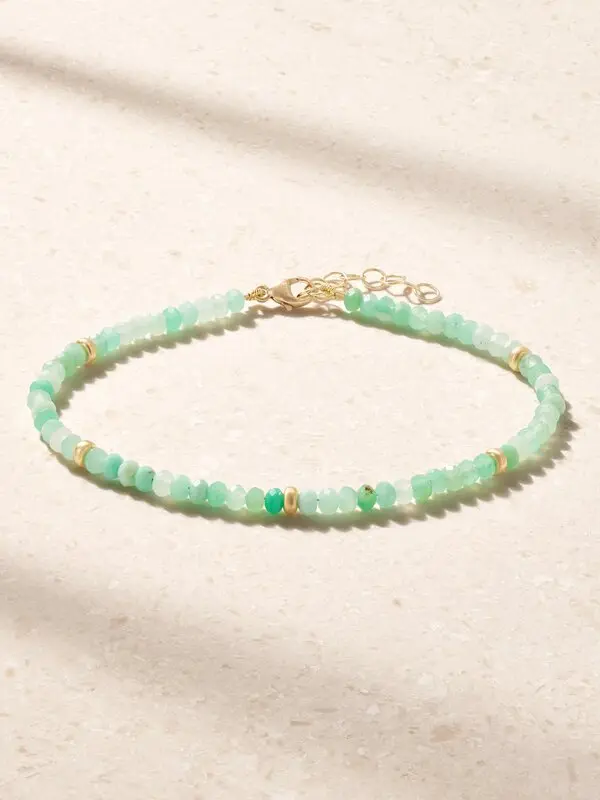 Jia Jia 14-karat Gold And Chrysoprase Beaded Bracelet - Green
