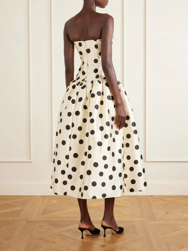 ILKYAZ OZEL Leyla Strapless Polka Dot Satin Gown