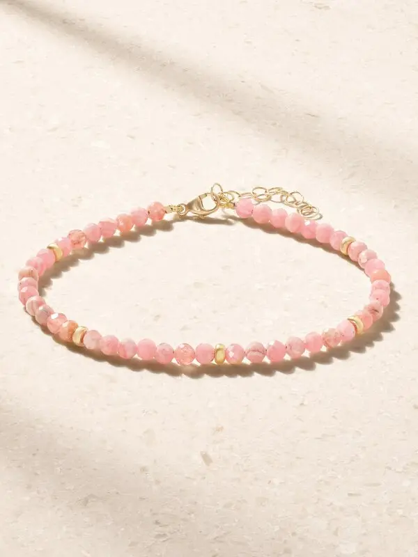 Jia Jia 14k Yellow Gold Rhodochrosite Beaded Bracelet - Pink