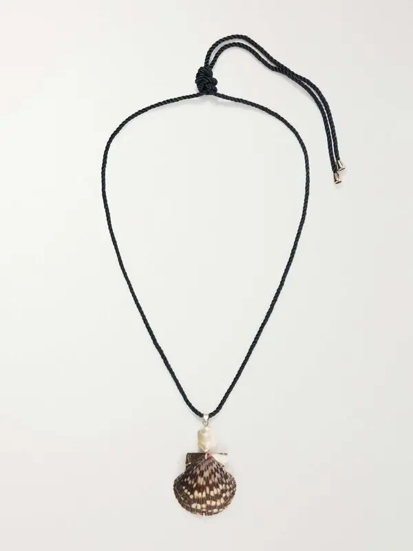 JENNIFER BEHR Rhodes Silver-tone Shell Necklace - Dark Brown