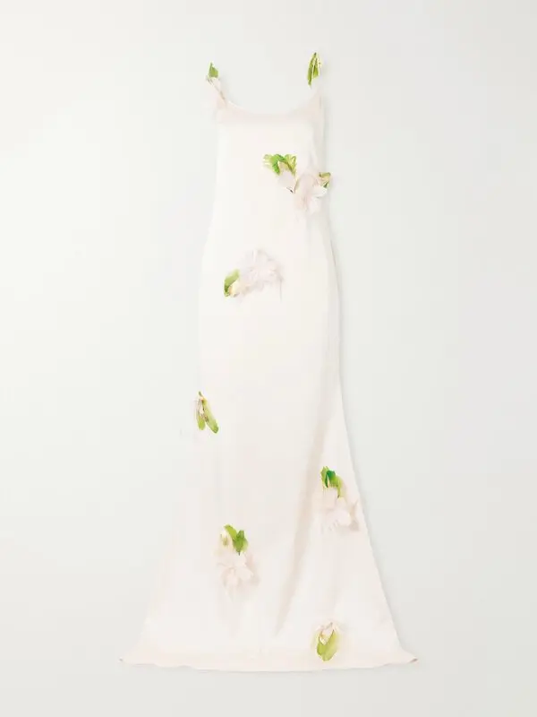 ILKYAZ OZEL Mellow" Floral Embellished Satin Gown