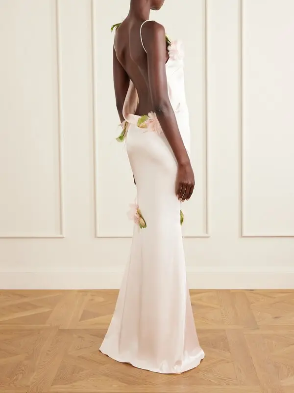 ILKYAZ OZEL Mellow" Floral Embellished Satin Gown