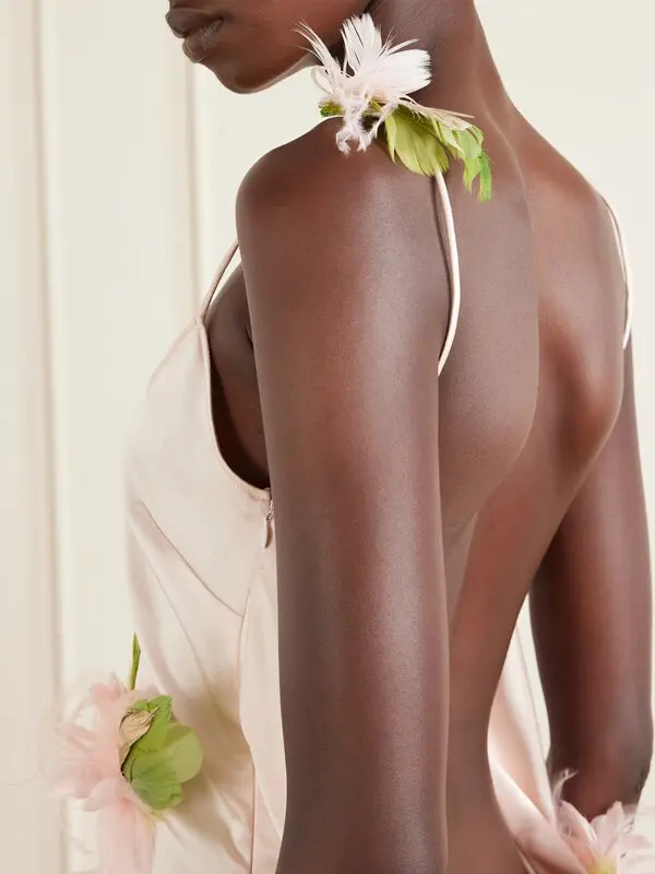 ILKYAZ OZEL Mellow" Floral Embellished Satin Gown