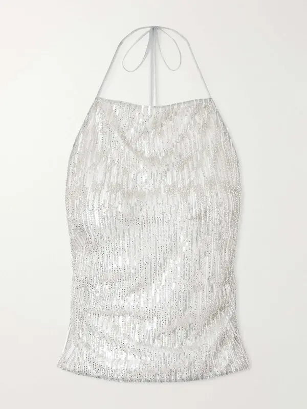 ILKYAZ OZEL Rayy Sequined Mesh Top