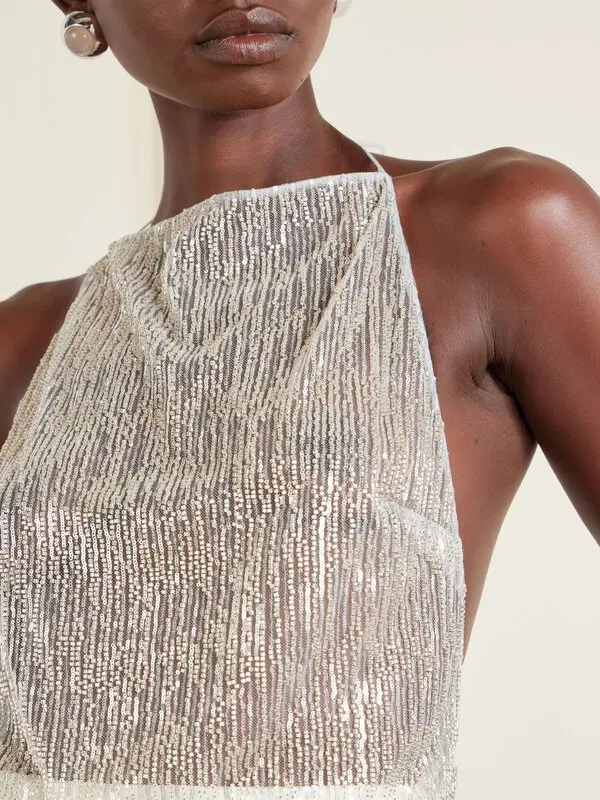 ILKYAZ OZEL Rayy Sequined Mesh Top