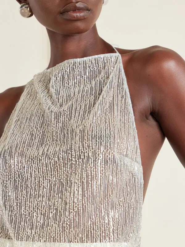ILKYAZ OZEL Sequined Halter Neck Top