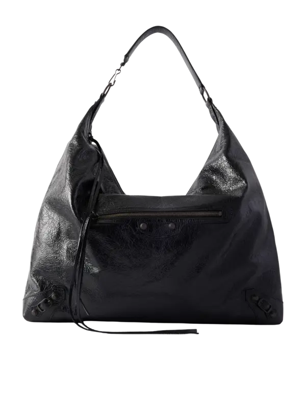 Balenciaga Le City Embellished Leather Shoulder Bag - Black