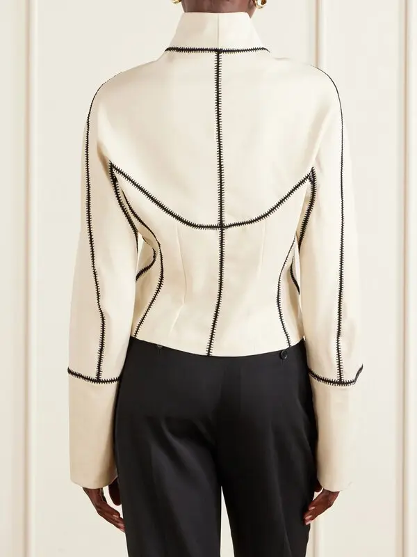 DIOTIMA Idolo Stitch-detailed Wool-gabardine Jacket