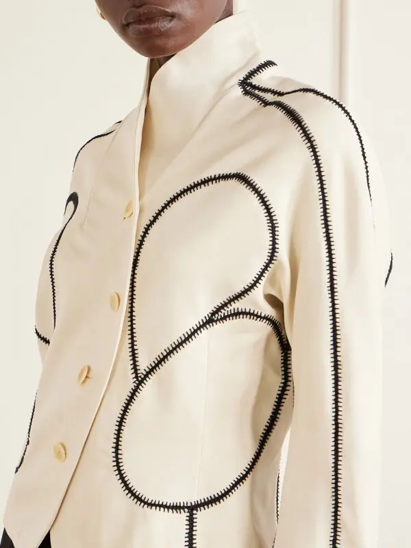 DIOTIMA Idolo Stitch-detailed Wool-gabardine Jacket