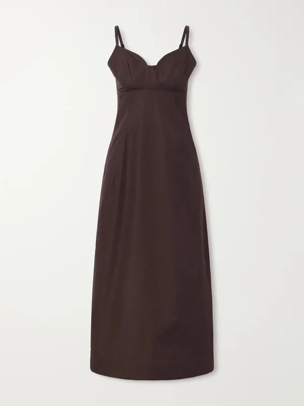 Co Bustier Cut" Cotton-poplin Midi Dress - Brown