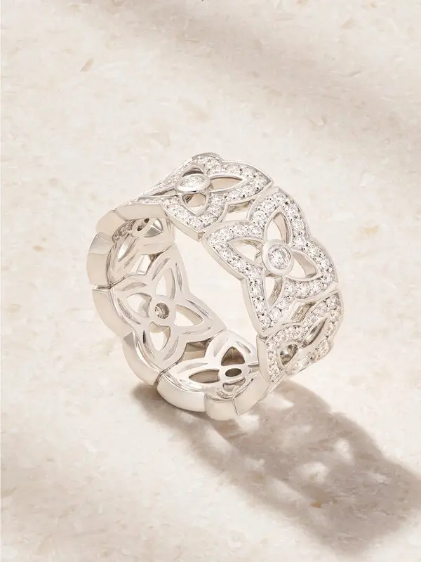 DE BEERS LONDON De Beers 18k White Diamond Lotus Ring