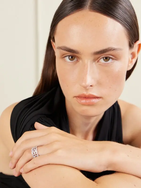 DE BEERS LONDON De Beers 18k White Diamond Lotus Ring