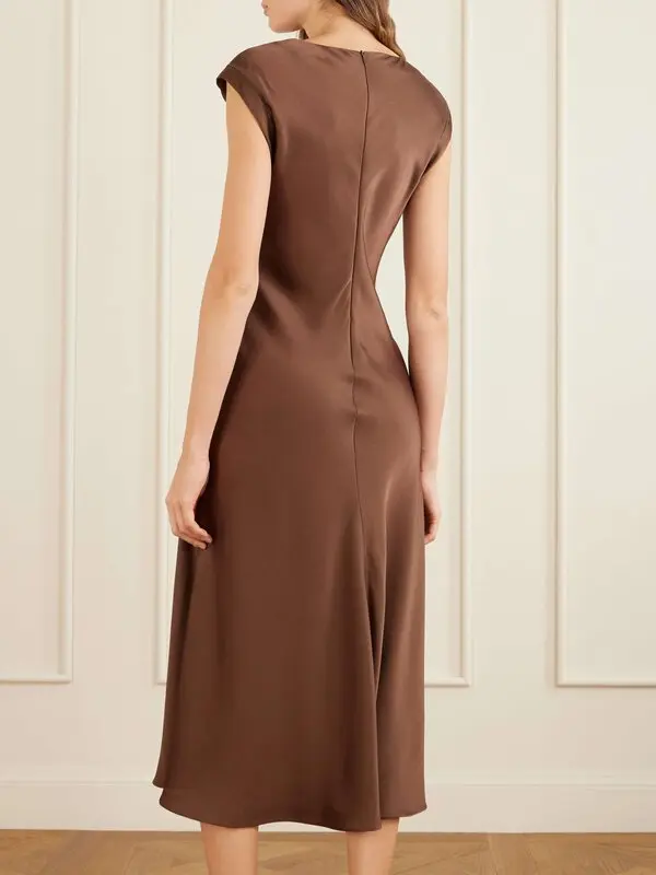 Brunello Cucinelli Bead-embellished Satin Midi Dress