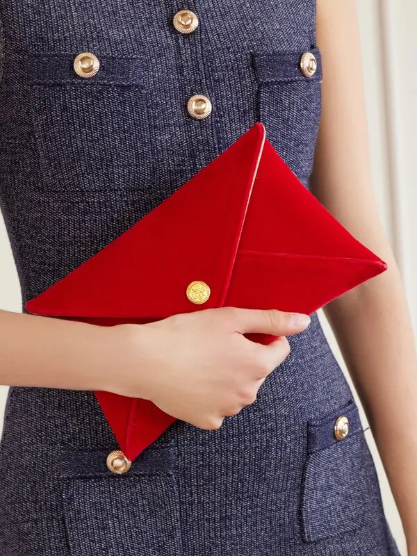 Altuzarra Envelope Velvet Clutch - Red