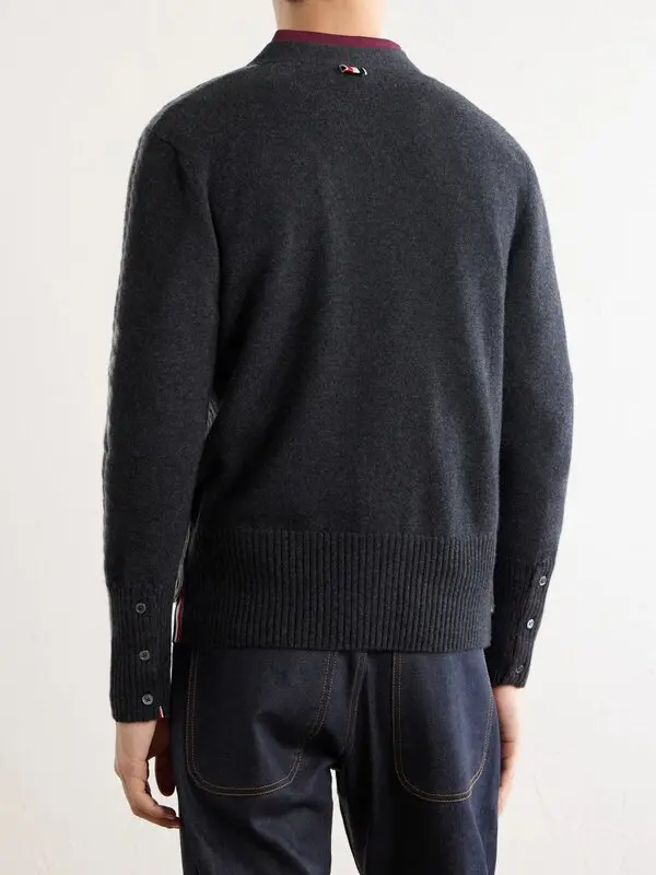 Thom Browne Cable-knit Virgin Wool Cardigan - Gray
