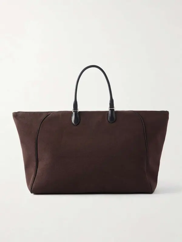 THE ROW Timo Leather-trimmed Canvas Tote Bag