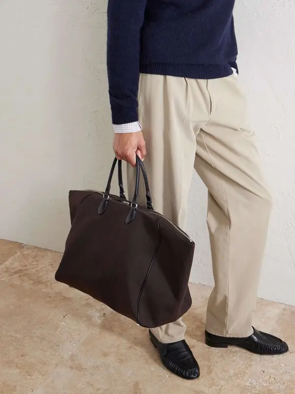 THE ROW Timo Leather-trimmed Canvas Tote Bag