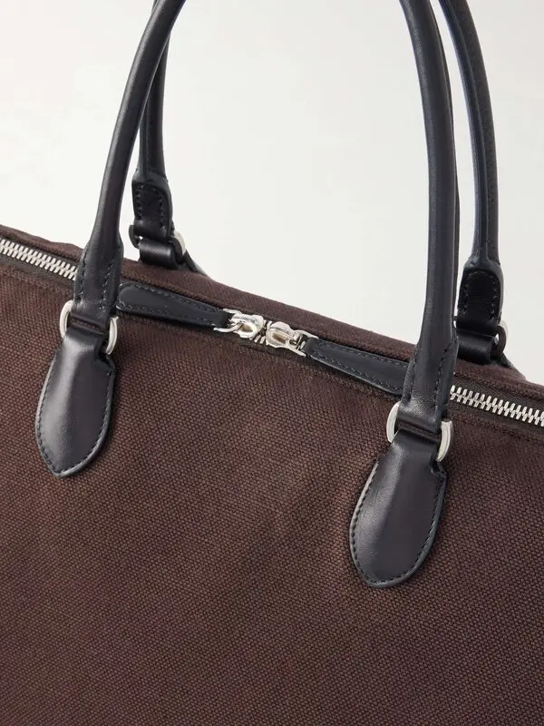 THE ROW Timo Leather-trimmed Canvas Tote Bag