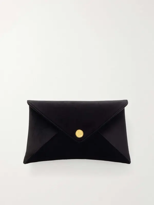 Altuzarra Envelope Velvet Clutch - Black
