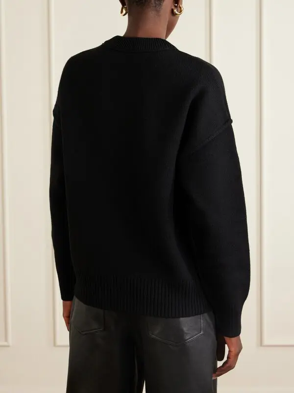 AMI Paris Intarsia Wool Sweater - Black