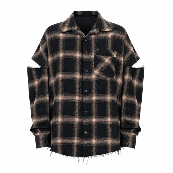 MYSIMPLICATED Black / Brown Fragmented Sleeves Shirt In Black - Black/brown