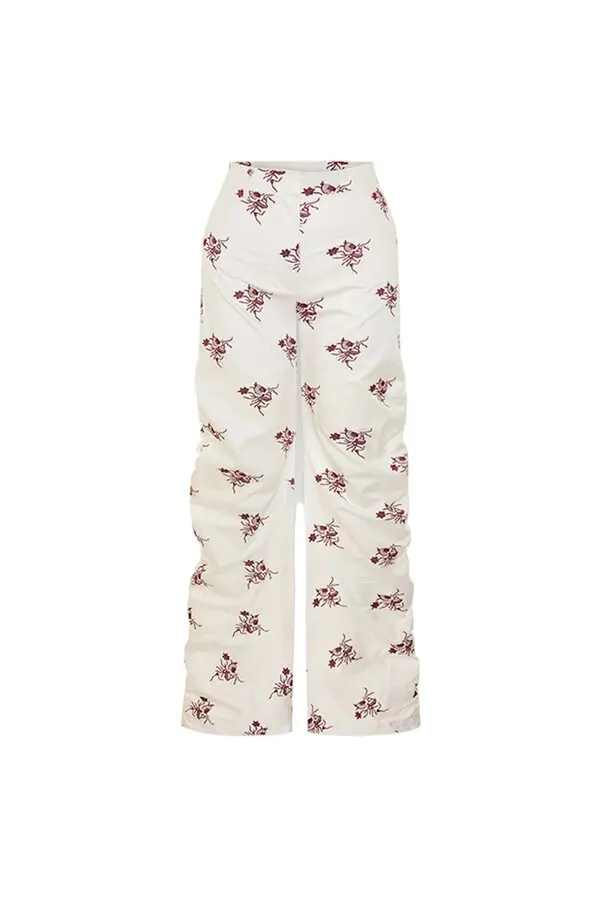 PCFG Embroidered High-waisted Wide-leg Pants