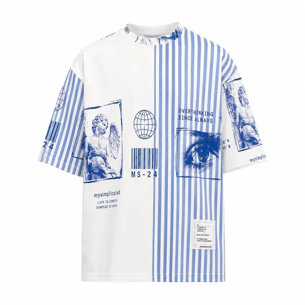 MYSIMPLICATED Blue / White Overthinking Ms Oversized T-shirt W