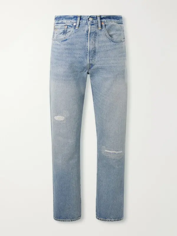 Ralph Lauren Straight-leg Logo Embroidered Distressed Jeans - Blue