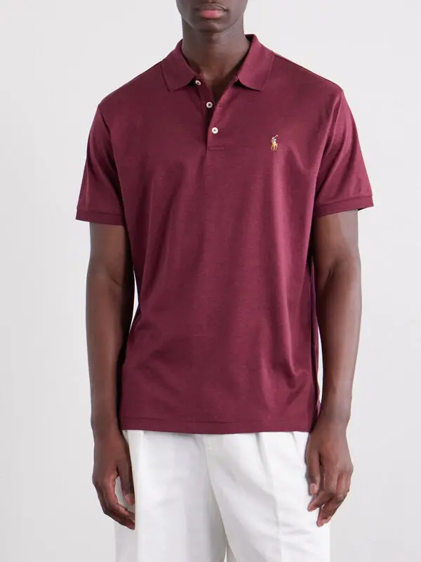 Polo Ralph Lauren Logo-embroidered Cotton-jersey Polo Shirt - Red